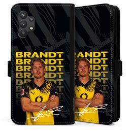 DeinDesign Galaxy A32 5G Handy Klapph&uuml;lle Handyh&uuml;lle aus Kunst Leder schwarz Flip Case Julian Brandt Bvb Borussia Dortmund Sideflip mit langer Lasche