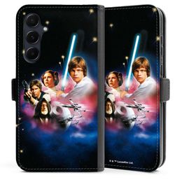 DeinDesign Galaxy A35 5G Handy Klapph&uuml;lle Handyh&uuml;lle aus Kunst Leder schwarz Flip Case Star Wars Lightsaber Merchandise Sideflip mit Lasche