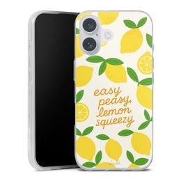 DeinDesign iPhone 16 Plus Handy Silikon H&uuml;lle Case transparent Handyh&uuml;lle Spruch Statement Lemon Silikon Case