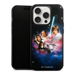 DeinDesign iPhone 15 Pro Handy Slim Case extra d&uuml;nn Silikon Handyh&uuml;lle schwarz H&uuml;lle Star Wars Lightsaber Merchandise Silikon Slim Case