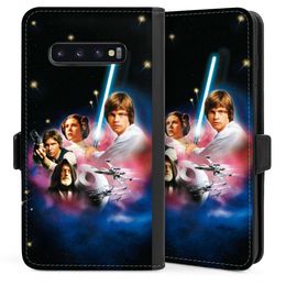 DeinDesign Galaxy S10 Plus Handy Klapph&uuml;lle Handyh&uuml;lle aus Kunst Leder schwarz Flip Case Star Wars Lightsaber Merchandise Sideflip mit Lasche
