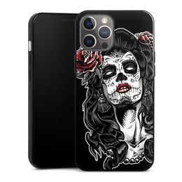 DeinDesign iPhone 12 Pro Max Handy Slim Case extra d&uuml;nn Silikon Handyh&uuml;lle schwarz H&uuml;lle Rock 'N' Roll D&iacute;a De Los Muertos Totenkopf Silikon Slim Case