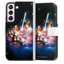 DeinDesign Galaxy S22 Handy Klapph&uuml;lle Handyh&uuml;lle aus Kunst Leder wei&szlig; Flip Case Star Wars Lightsaber Merchandise Sideflip mit Lasche