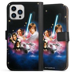 DeinDesign iPhone 13 Pro Max Handy Klapph&uuml;lle Handyh&uuml;lle aus Kunst Leder schwarz Flip Case Star Wars Lightsaber Merchandise Sideflip mit langer Lasche