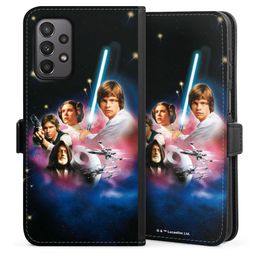 DeinDesign Galaxy A23 5G Handy Klapph&uuml;lle Handyh&uuml;lle aus Kunst Leder schwarz Flip Case Star Wars Lightsaber Merchandise Sideflip mit Lasche