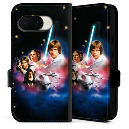 DeinDesign Google Pixel 9a Handy Klapph&uuml;lle Handyh&uuml;lle aus Kunst Leder schwarz Flip Case Star Wars Lightsaber Merchandise Sideflip mit Lasche