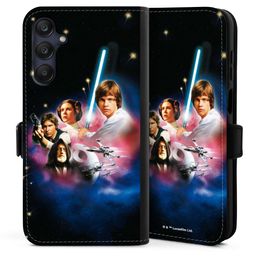 DeinDesign Galaxy A25 5G Handy Klapph&uuml;lle Handyh&uuml;lle aus Kunst Leder schwarz Flip Case Star Wars Lightsaber Merchandise Sideflip mit Lasche