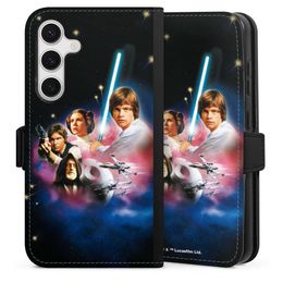 DeinDesign Galaxy S24 Handy Klapph&uuml;lle Handyh&uuml;lle aus Kunst Leder schwarz Flip Case Star Wars Lightsaber Merchandise Sideflip mit Lasche