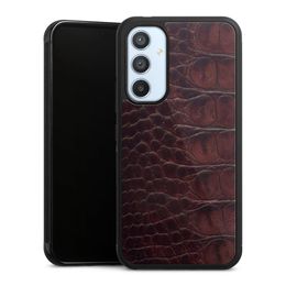 DeinDesign Galaxy A54 5G Handy Gallery Case Handyh&uuml;lle 9H Geh&auml;rtetes Glas R&uuml;ckseite H&uuml;lle Leather Crocodile Animal Print Gallery Case