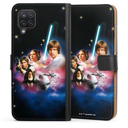 DeinDesign Galaxy A12 Handy Klapph&uuml;lle Handyh&uuml;lle aus Kunst Leder schwarz Flip Case Star Wars Lightsaber Merchandise Sideflip mit langer Lasche