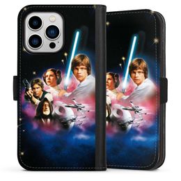 DeinDesign iPhone 13 Pro Handy Klapph&uuml;lle Handyh&uuml;lle aus Kunst Leder schwarz Flip Case Star Wars Lightsaber Merchandise Sideflip mit Lasche