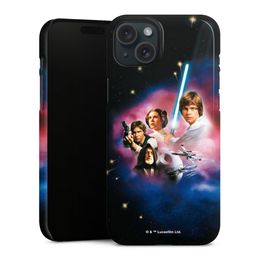 DeinDesign iPhone 15 Plus Handy Premium Case Smartphone Handyh&uuml;lle Schutzh&uuml;lle gl&auml;nzend Star Wars Lightsaber Merchandise Premium Case