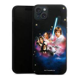 DeinDesign iPhone 15 Plus Handy Premium Silikon H&uuml;lle Handyh&uuml;lle schwarz Case Star Wars Lightsaber Merchandise Silikon Premium Case