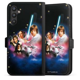 DeinDesign Galaxy A34 5G Handy Klapph&uuml;lle Handyh&uuml;lle aus Kunst Leder schwarz Flip Case Star Wars Lightsaber Merchandise Sideflip mit Lasche