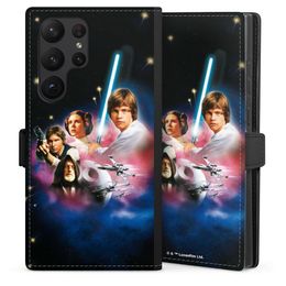 DeinDesign Galaxy S23 Ultra Handy Klapph&uuml;lle Handyh&uuml;lle aus Kunst Leder schwarz Flip Case Star Wars Lightsaber Merchandise Sideflip mit Lasche