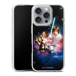 DeinDesign iPhone 16 Pro Handy Silikon H&uuml;lle Case wei&szlig; Handyh&uuml;lle Star Wars Lightsaber Merchandise Silikon Case