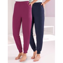 feel good Damen Dehnbund-Hose im 2er-Pack, marine + malve, Gr&ouml;&szlig;e 36/38