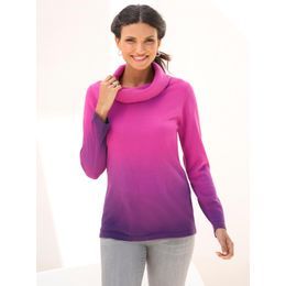 WITT Damen Rollkragenpullover in Longform, mit Farbverlauf, magenta-traube, Gr&ouml;&szlig;e 42