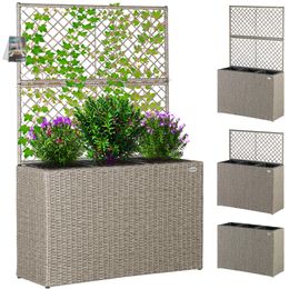 Casaria Polyrattan Blumenkasten mit Rankgitter Creme