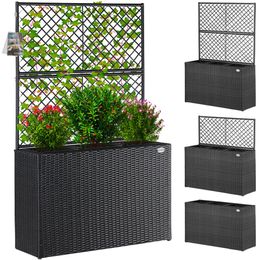 Casaria Polyrattan Blumenkasten mit Rankgitter Schwarz