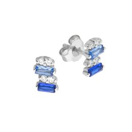 ZEEme Silber Ohrringe Silber 925 rhodiniert mit Zirkonia blau und wei&szlig;