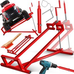 Masko&reg; XXL Rasentraktorheber 450 kg Hebevorrichtung Hebeb&uuml;hne Aufsitzm&auml;her Reinigungshilfe universal, Rasentraktor-Heber, Rasentraktor +45&deg; Neigung verstellbar inkl. B&uuml;rste
