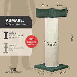 Rohrschneider XXL Kratzbaum FRIEDA &ndash; Kratztonne XXL austauschbare Kratzmatten stabil extra breite S&auml;ule Cord-Bezug waschbar Kratzbaum f&uuml;r gro&szlig;e, mittlere und kleine Katzen Cord