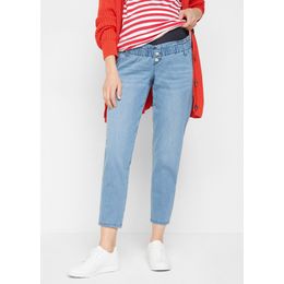 bonprix Umstandsjeans aus Baumwoll-Stretch schmal zulaufendes Bein, blau, Gr.34, 7/8 Umstandsjeans, tapered Leg, 98% Baumwolle (organic)