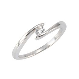 ZEEme Silber Ring Silber 925 rhodiniert mit wei&szlig;em Zirkonia-Stein