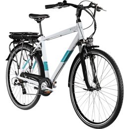 Z&uuml;ndapp Z&uuml;ndapp Z807 E Bike 28 Zoll Trekkingrad Herren 155 - 185 cm Elektrofahrrad mit 7 Gang telegrau/t&uuml;rkis