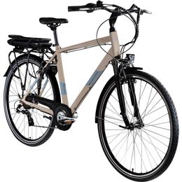 Z&uuml;ndapp Z&uuml;ndapp Z807 E Bike 28 Zoll Trekkingrad Herren 155 - 185 cm Elektrofahrrad mit 7 Gang beige/gr&uuml;n