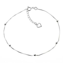 ZEEme Basic Fu&szlig;kette Silber 925 mit Herz-Motiv 22,5+2cm lang