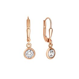 ZEEme Basic Ohrringe Silber 925 ros&eacute;-vergoldet mit Zirkonia wei&szlig; 25mm lang