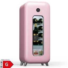Klarstein Shirley 15 Uno Weink&uuml;hlschrank 15 Flaschen 5 - 20 &deg;C Touch Retro Pink 15 Flaschen 1 K&uuml;hlzone