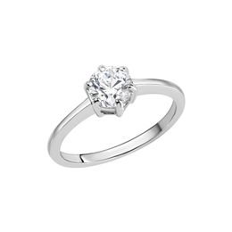 ZEEme Silber Ring Silber 925 rhodiniert mit wei&szlig;em Zirkonia-Stein
