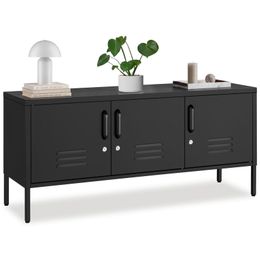 TecTake&reg; Sideboard, 3 T&uuml;ren mit Magnetverschluss, einzeln abschlie&szlig;bar, pulverbeschichteter Stahl, Kippschutz, h&ouml;henverstellbare F&uuml;&szlig;e