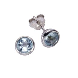 ZEEme Gemstones Ohrringe Silber 925 rhodiniert mit 2x Blautopas (beh.) 7,5mm