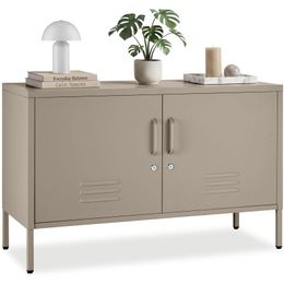 TecTake&reg; Sideboard, 2 T&uuml;ren mit Magnetverschluss, einzeln abschlie&szlig;bar, pulverbeschichteter Stahl, Kippschutz, h&ouml;henverstellbare F&uuml;&szlig;e