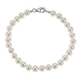 ZEEme Pearls Armband Silber 925 rhodiniert mit wei&szlig;en Perlen 6mm