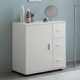 FineBuy Badschrank FB52416 Midischrank Wei&szlig; Badezimmerschrank Matt Kommode