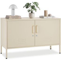 TecTake&reg; Sideboard, 2 T&uuml;ren mit Magnetverschluss, einzeln abschlie&szlig;bar, pulverbeschichteter Stahl, Kippschutz, h&ouml;henverstellbare F&uuml;&szlig;e