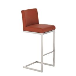 TPFLiving Barhocker Paragon Gestell Edelstahl Kunstleder Braun