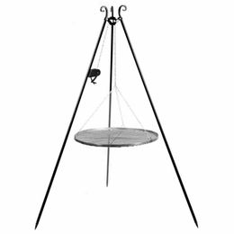 Schwenkgrill, Edelstahl Grillrost, 80 cm, mit Dreibein und Kurbel