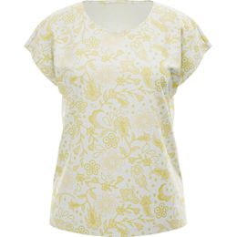 Damen Kurzarmshirt im Paisley-Bl&uuml;ten-Mix limone-zitrone-bedruckt, Gr&ouml;&szlig;e 52