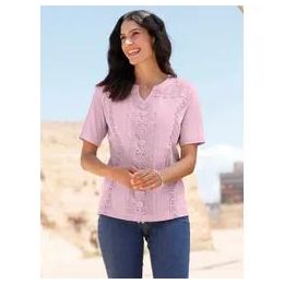 Spitzenshirt Inspirationen "Shirt", Damen, Gr. 42, rosa (ros&eacute;), 100% Baumwolle, Spitze:100% Baumwolle, Webware:100% Baumwolle, unifarben, Rundhals, Shirts