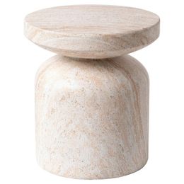 Mid.you Couchtisch, Steinfarben - Travertineoptik, Stein, zylindrisch, Sockel, 35x39x35 cm, Wohnzimmer, Wohnzimmertische, Couchtische