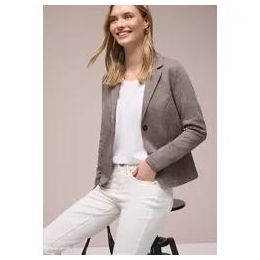 Kurzblazer Street One, Damen, Gr. 38, hatch braun, Stoff, 71% Polyester, 26% Viskose, 3% Elasthan, unifarben, regular fit normal, V-Ausschnitt, B&uuml;ndchen, Blazer Kurzblazer, im Blazer-Style