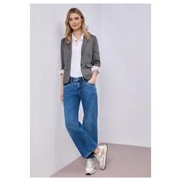 Kurzblazer Street One, Damen, Gr. 44, shadowed navy, Stoff, 71% Polyester, 26% Viskose, 3% Elasthan, unifarben, regular fit normal, V-Ausschnitt, B&uuml;ndchen, Blazer Kurzblazer, im Blazer-Style