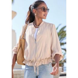 Lascana Blouson 'aus leicht gl&auml;nzender Satinqualit&auml;t mit Rei&szlig;verschluss und Taschen' beige Gr. 34 f&uuml;r Damen. Mit Rundhals. Figurumspielend. Nachhaltig