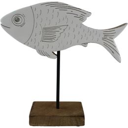 Dekofigur AM Design "Fisch aus Mangoholz und Metall", wei&szlig;, B:5cm H:20cm T:20cm, Holzwerkstoff, Metall, Dekofiguren, Osterdekoration in zwei Gr&ouml;&szlig;en